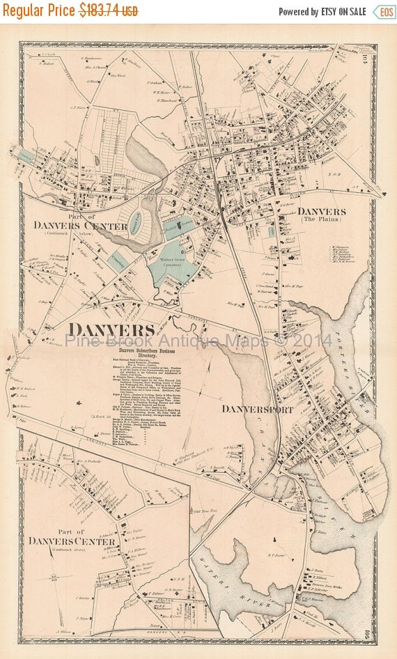 15% Off Danvers Massachusetts Antique Map Beers 1872 Original SKU ...