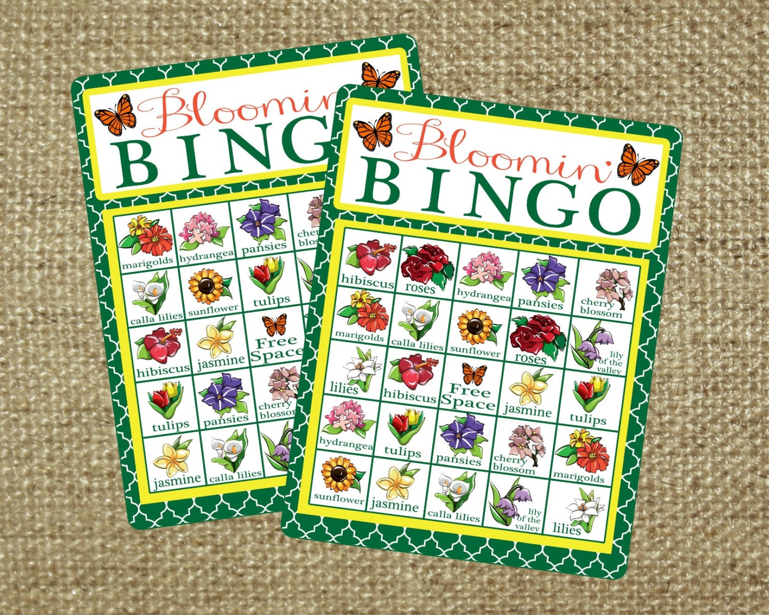 Bloomin' Bingo Flower Bingo Game. Instant Digital