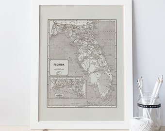 Florida map | Etsy