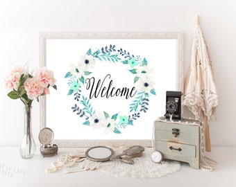 Floral welcome sign | Etsy