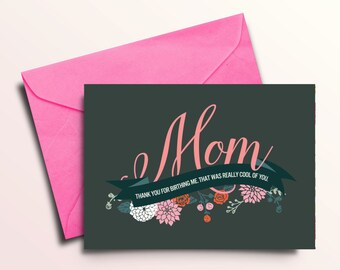 Thank you mom card | Etsy
