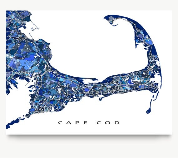 Cape Cod Art Cape Cod Massachusetts Map Print Provincetown