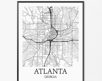 Atlanta Georgia Map with Coordinates Atlanta Map Map Art