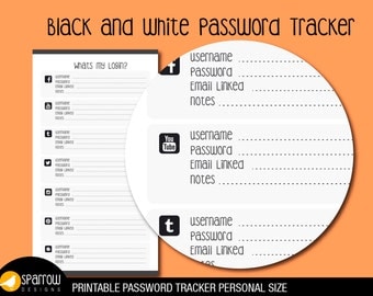 Password organizer printable organizer password tracker family