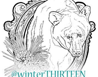 Bear line drawing | Etsy