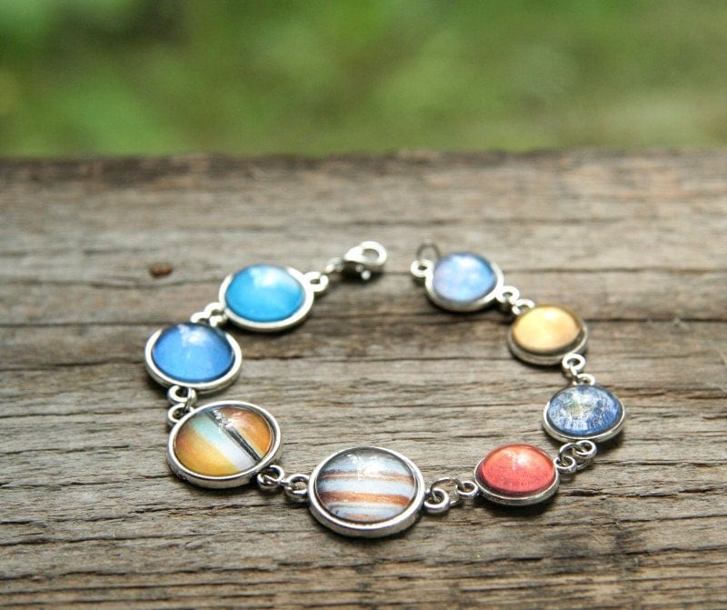 Planet bracelet bracelet with planets solar by SilverFoxCraft