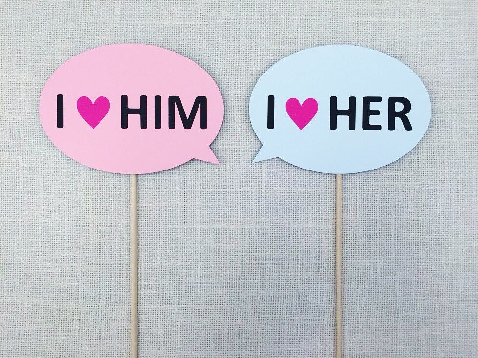 I Love Him I Love Her Props / Love Photo Booth Props