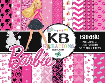 Barbie digital paper | Etsy