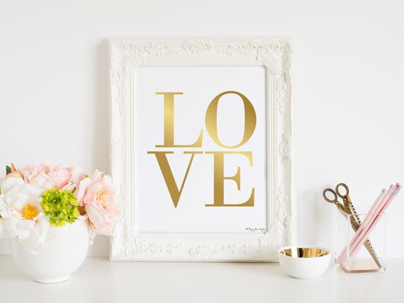 Gold Love Art Print Gold Love Sign Nursery Decor Wall Art
