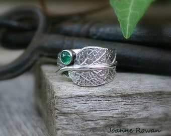 Emerald leaf ring | Etsy