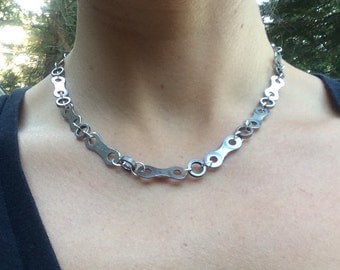 Silver bike necklace | Etsy