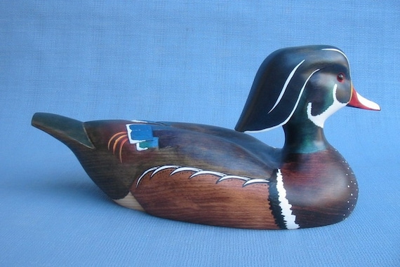 Hand carved Wood Duck Decorative Decoy Carving R.Kelly