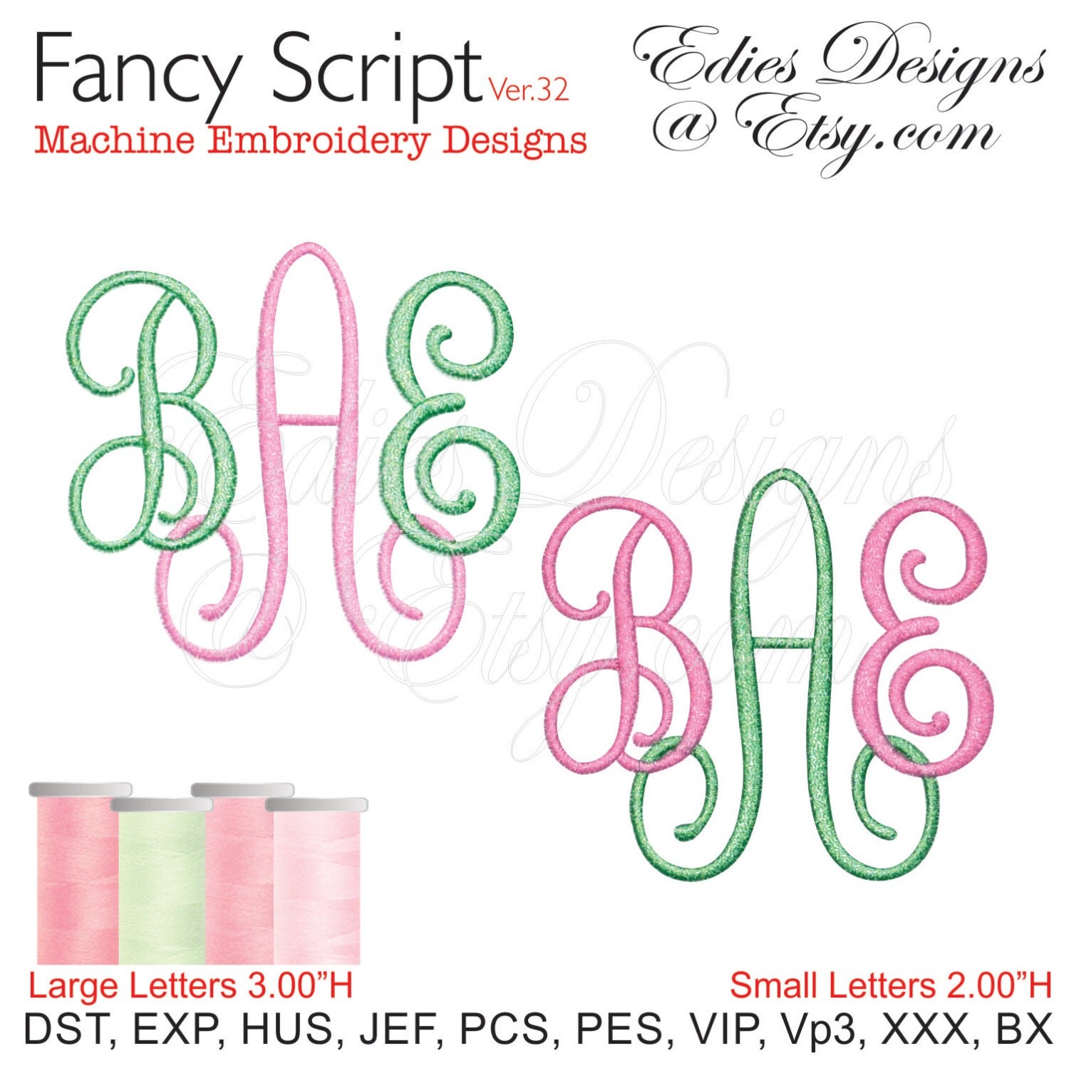Fancy Script Ver 32 Monograms Monogram Fonts Embroidery