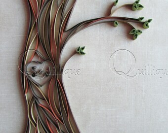 Teal green wall art Paper tree wall hanging Home decor Quilled