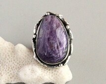 Unique charoite ring related items | Etsy
