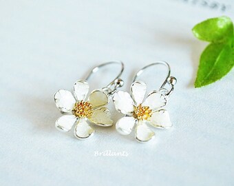 Wire Flower Earrings Handmade Silver Wire Earrings Silver