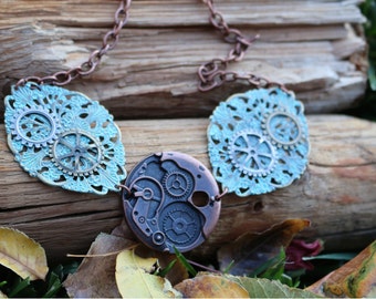Items similar to Steampunk Inspired Necklace (16" chain) on Etsy