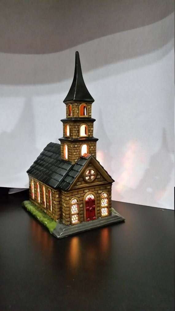 Items similar to Lighted Musical Ceramic Church Medium on Etsy