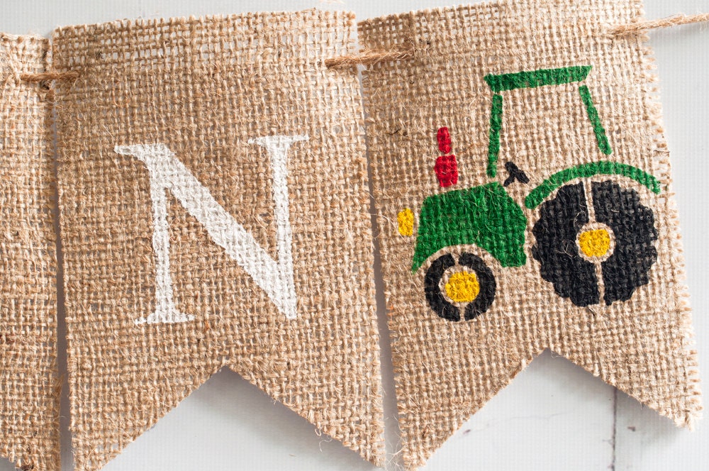 Tractor Banner Truck Burlap Banner Tractor Name Banner