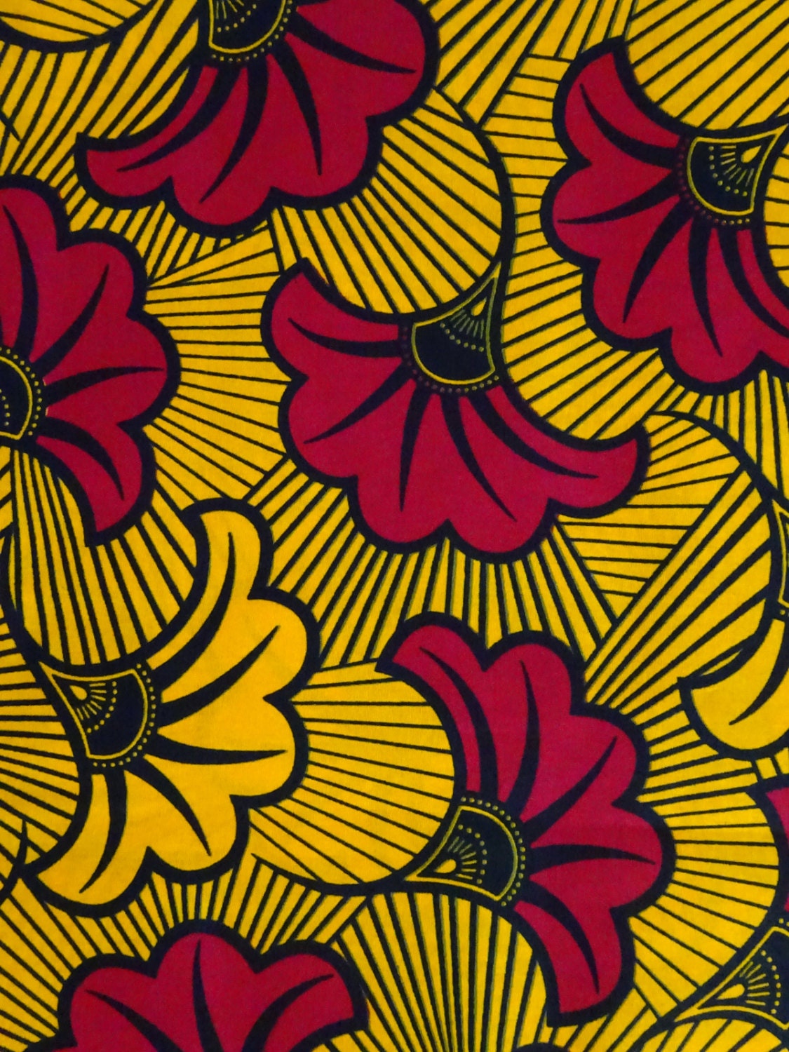 Yellow Red Fabric By Yards Fleur Ankara Fabric For African