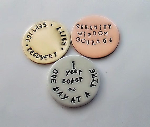 AA Recovery Pocket Token Sobriety Medallion by BardandSmithStudio