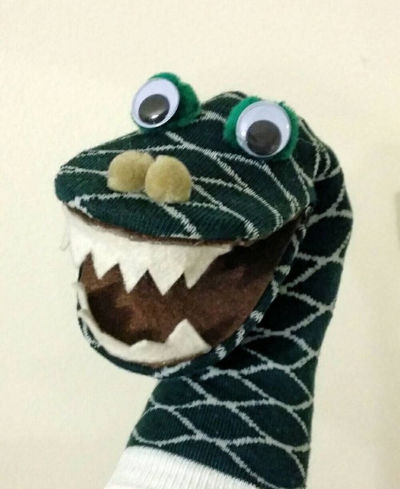 ALLIGATOR Sock Puppet Hand Puppet by MixMeShop on Etsy