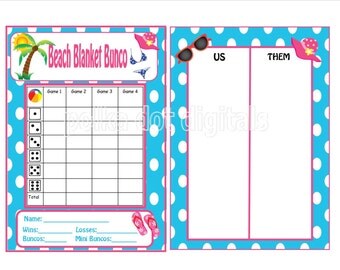 Buy 2 Get 1 Free SUMMER Beach Bunco Score Card Sheet | Etsy
