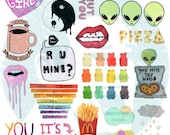 Tumblr stickers sets. Sheets or Mockup by BestStickersClub on Etsy