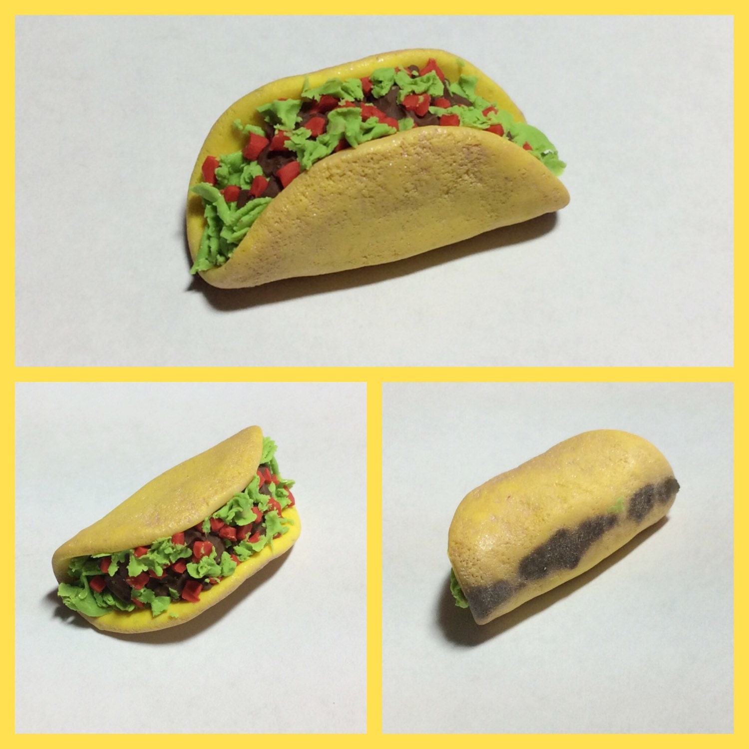 Polymer clay taco polymer clay charm taco charm by TheNerdyPeach