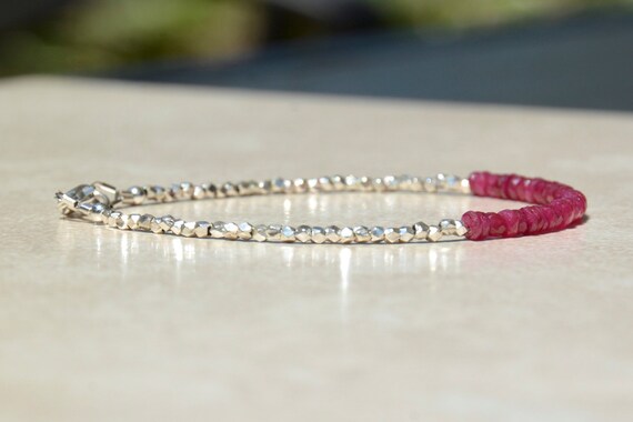 Ruby Birthstone Bracelet July Birthstone Sterling Silver