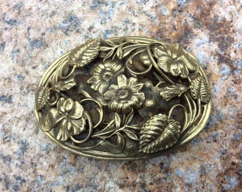 Repousse brooch | Etsy