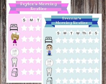 Items similar to Custom Printable Vintagesque Bedtime Routine Chart ...