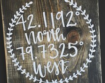 Unique latitude longitude sign related items | Etsy