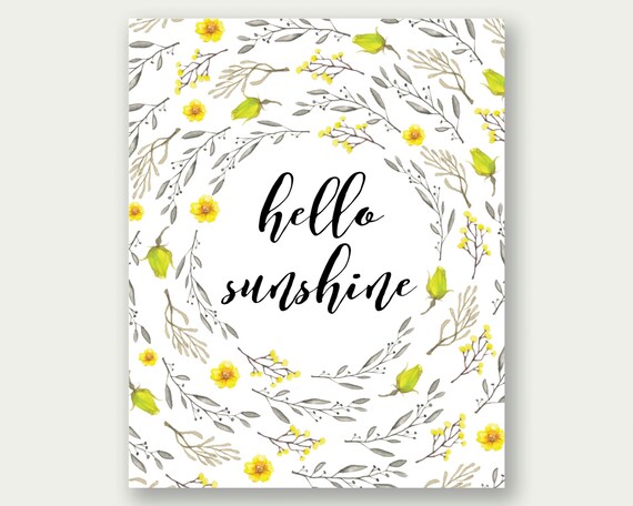 Hello Sunshine Printable Hello Sunshine Print Hello Sunshine