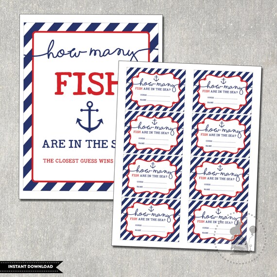 Guess How Many Fish Are in the Sea Printable. Nautical Baby