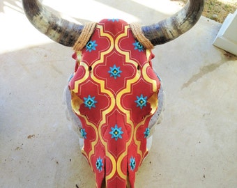 Painted cow skull | Etsy