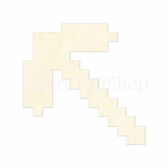 Items similar to 2" - 34" Minecraft Pickaxe 8-bit Wooden Cutout Shape ...