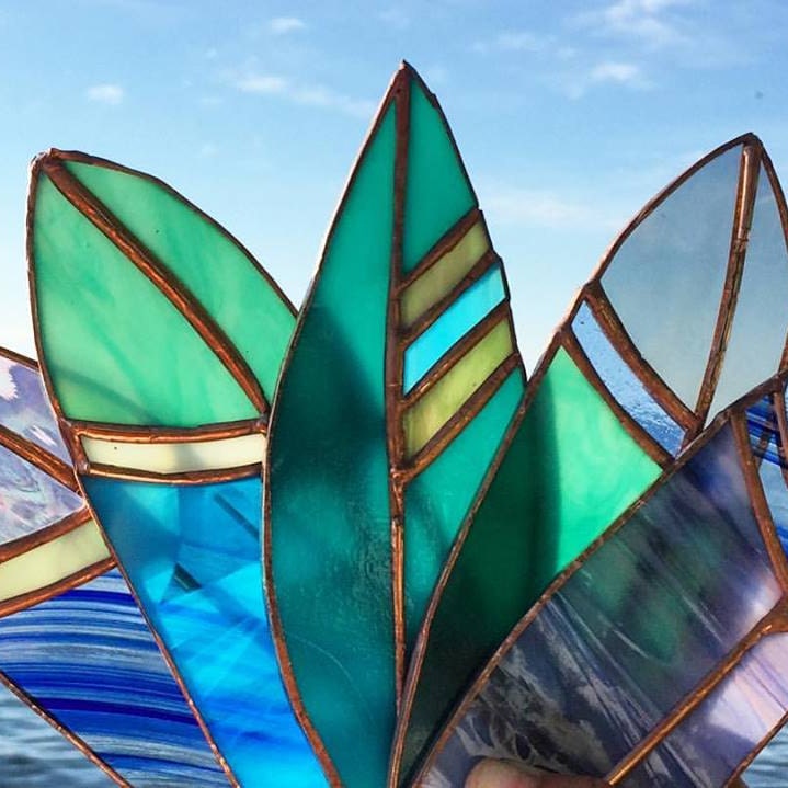 modern stained glass inspired by nature by FluxGlassCo on Etsy