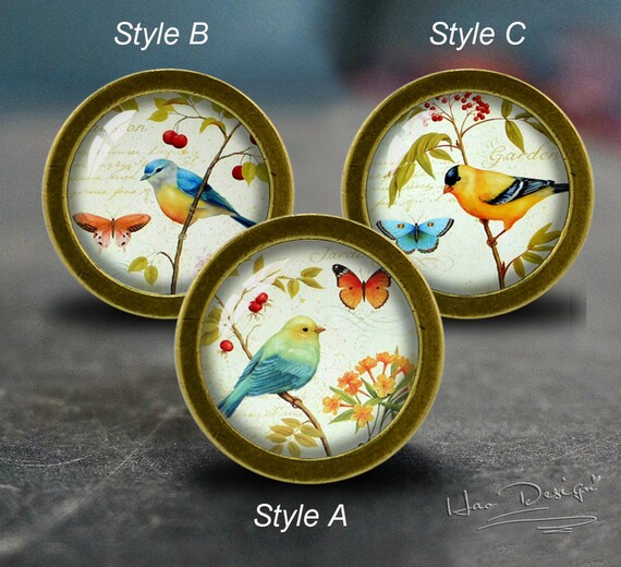 Birds&Butterfly Drawer knobs/ Handmade Vintage Bronze