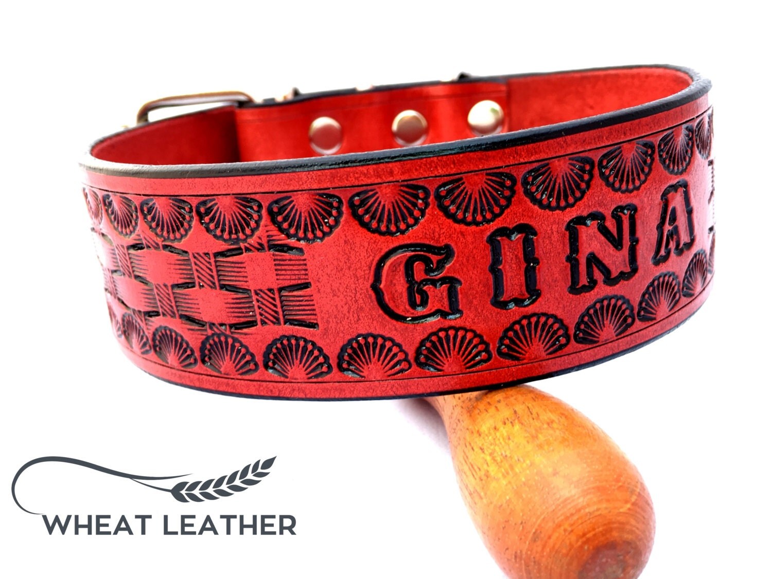 PERSONALIZED LEATHER COLLAR // With name // by WheatLeather