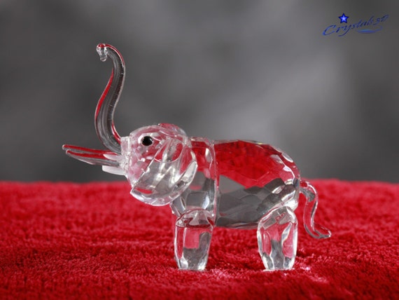 Crystal elephant Crystal figurine Trunk up Good luck