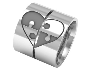 Heart puzzle ring | Etsy