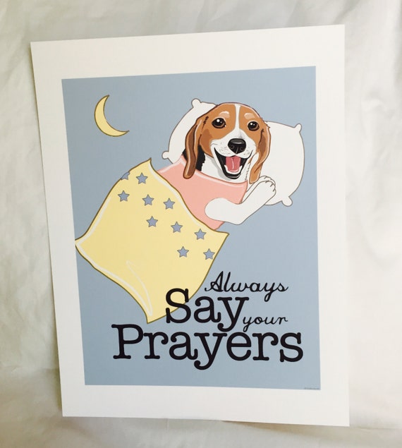 Praying Beagle 7x9 Eco-friendly Print