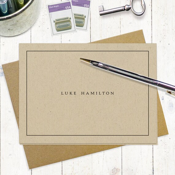 personalized stationery set PERFECTLY SIMPLE on KRAFT set