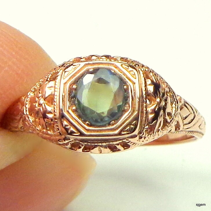 Natural Russian Alexandrite 10K Rose Gold Ring Rare