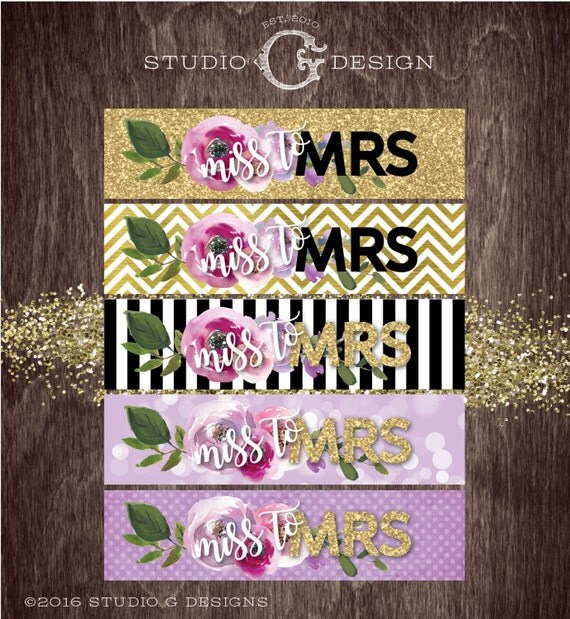 Black Stripe Gold Glitter Purple Floral Kate Bridal Shower