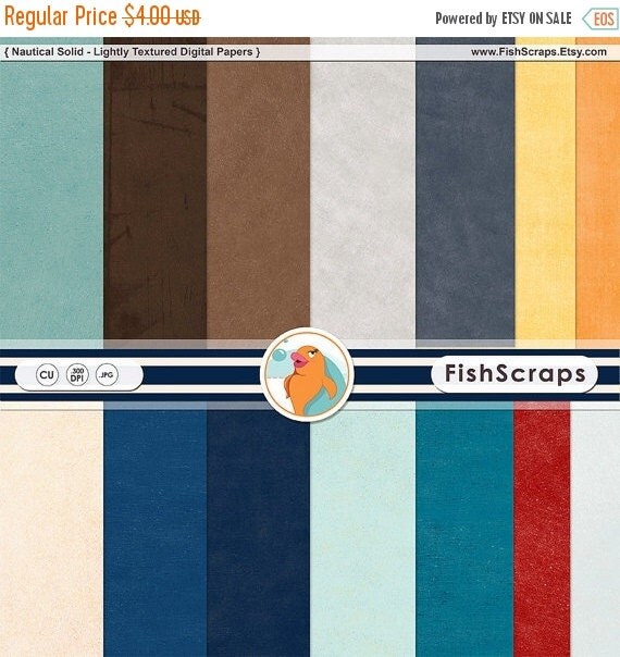 50% SALE Nautical Solid Cardstock Red & Blue by FishScraps on Etsy