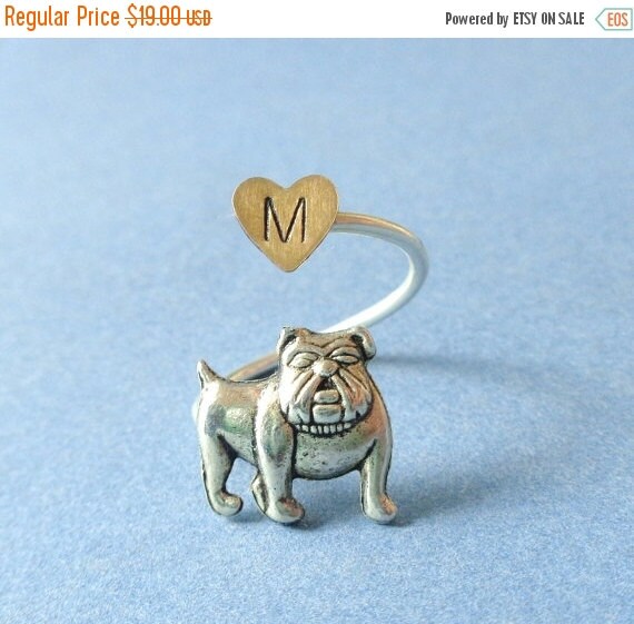 Personalized Dog ring wrap style, adjustable heart, animal ring, silver ...