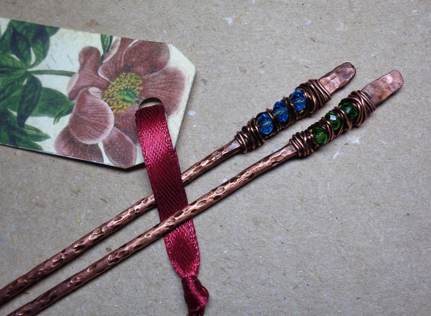 2 Metal Hair Sticks Choose Your Colors & Length Boho Hair