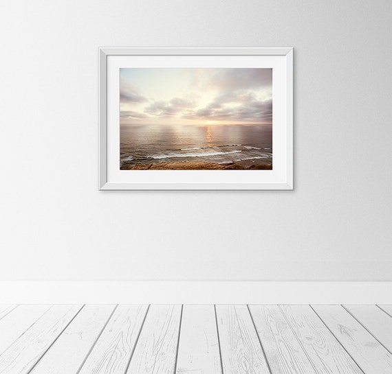 Sunset Ocean Photography neutral beach photo light brown